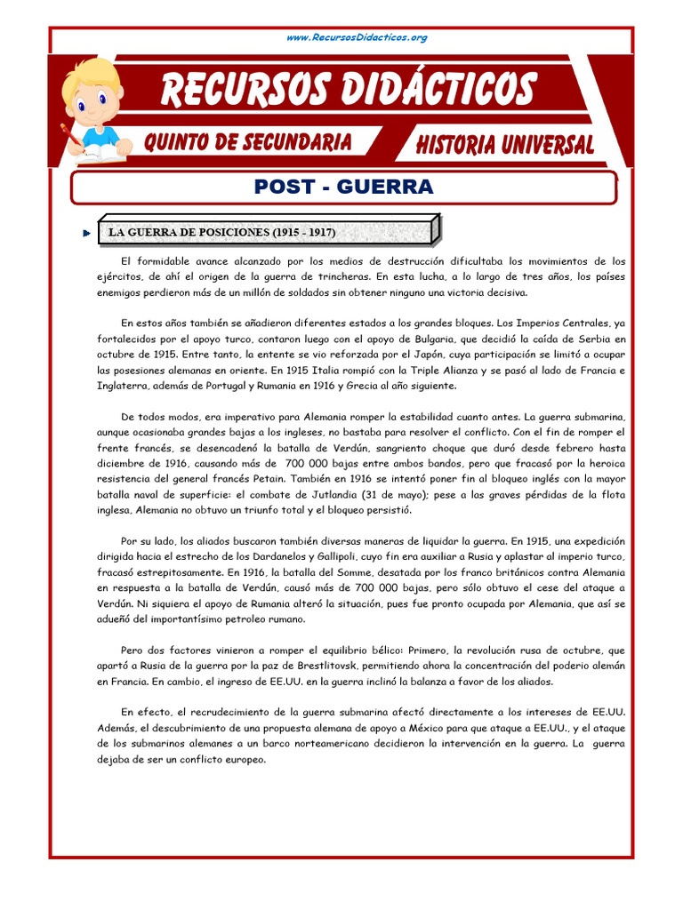 Posguerra de La Segunda Guerra Mundial II para Quinto Grado de Secundaria | Descargar gratis PDF ...