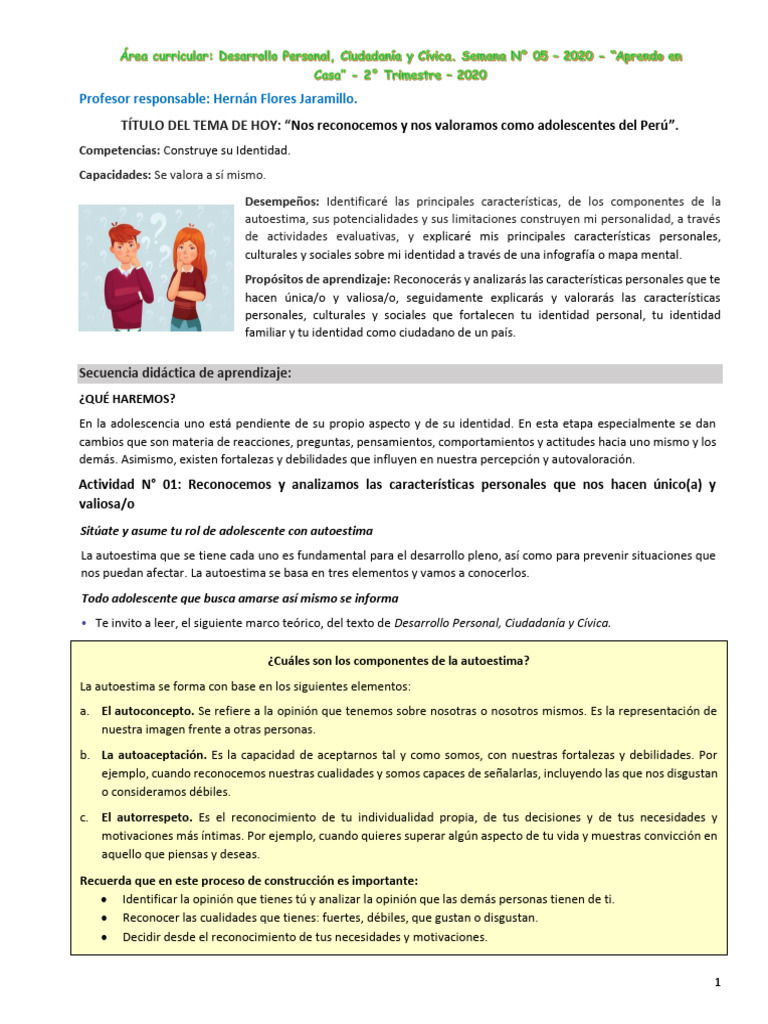 Identidad y Autoestima en Adolescentes | PDF | Autoestima | Comportamiento