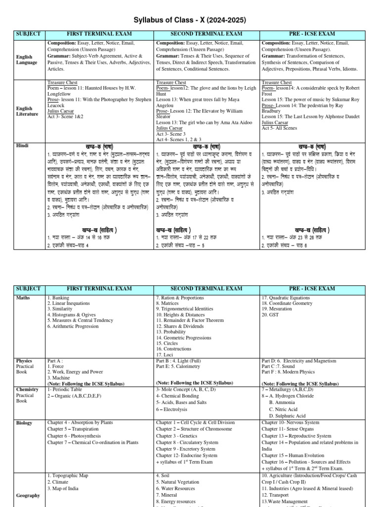 Class - 10 Syllabus 2024-2025 | PDF | Class (Computer Programming ...