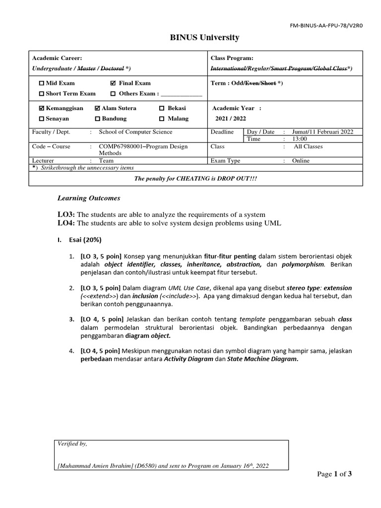 UAS PDM Semester 1 B26 | PDF