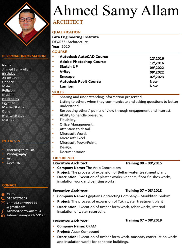 Ahmed Samy Allam - CV | PDF | Plumbing