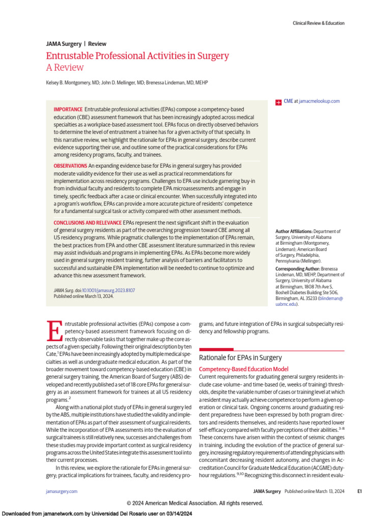 Entrustable Professional Activities in Surgery A Review | PDF | Surgery ...