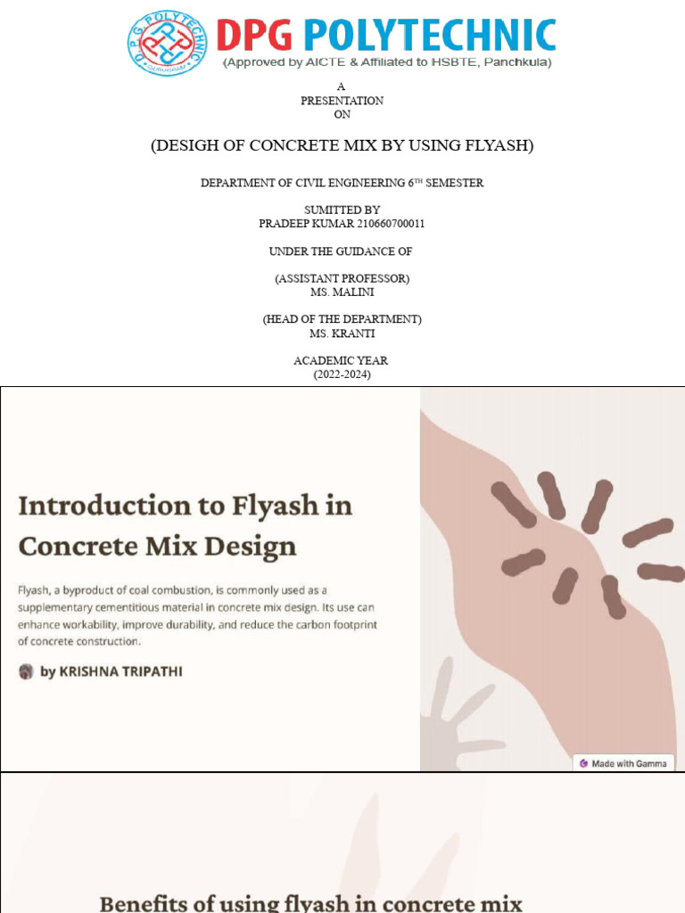 Fly Ash Concrete Mix Design Presentation | PDF