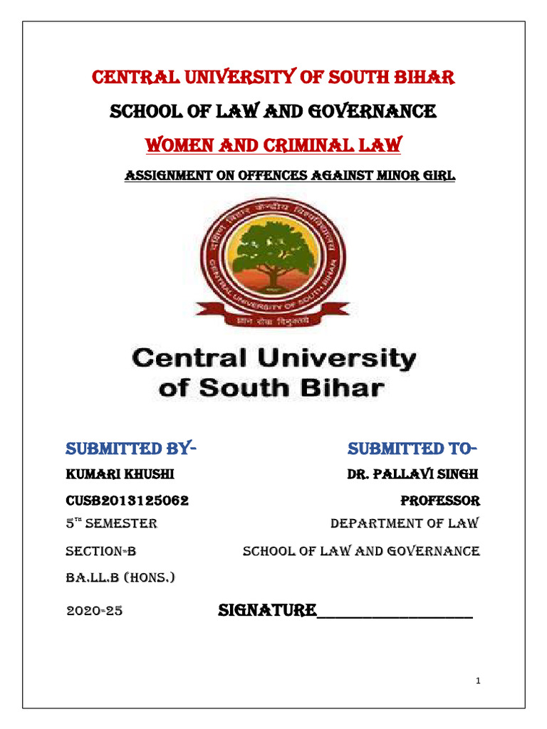 Khushi WCL Assignment | PDF | Child Sexual Abuse | Rape