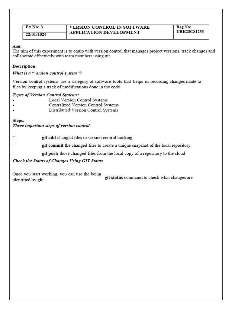 Ex 3 | PDF | Version Control | Computer Engineering