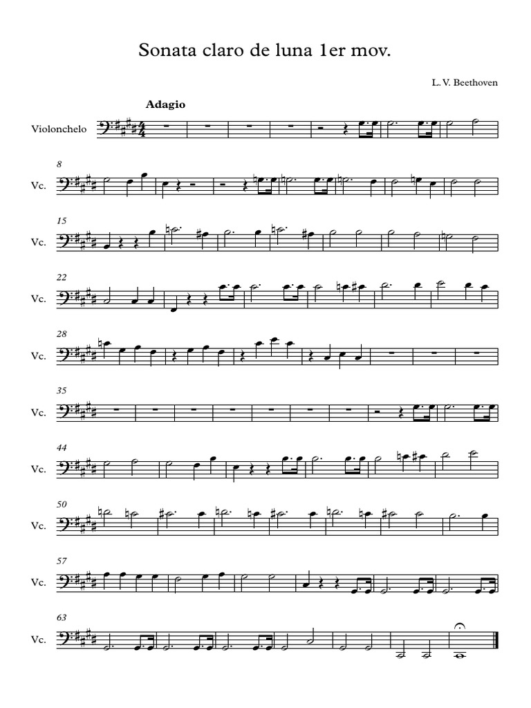 Claro de Luna Beethoven Cello | PDF