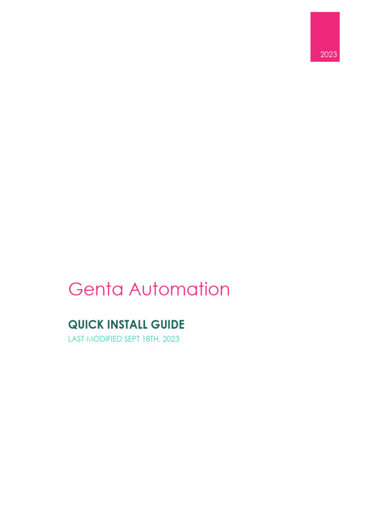 Genta Automation Install Guide | PDF | Installation (Computer Programs ...