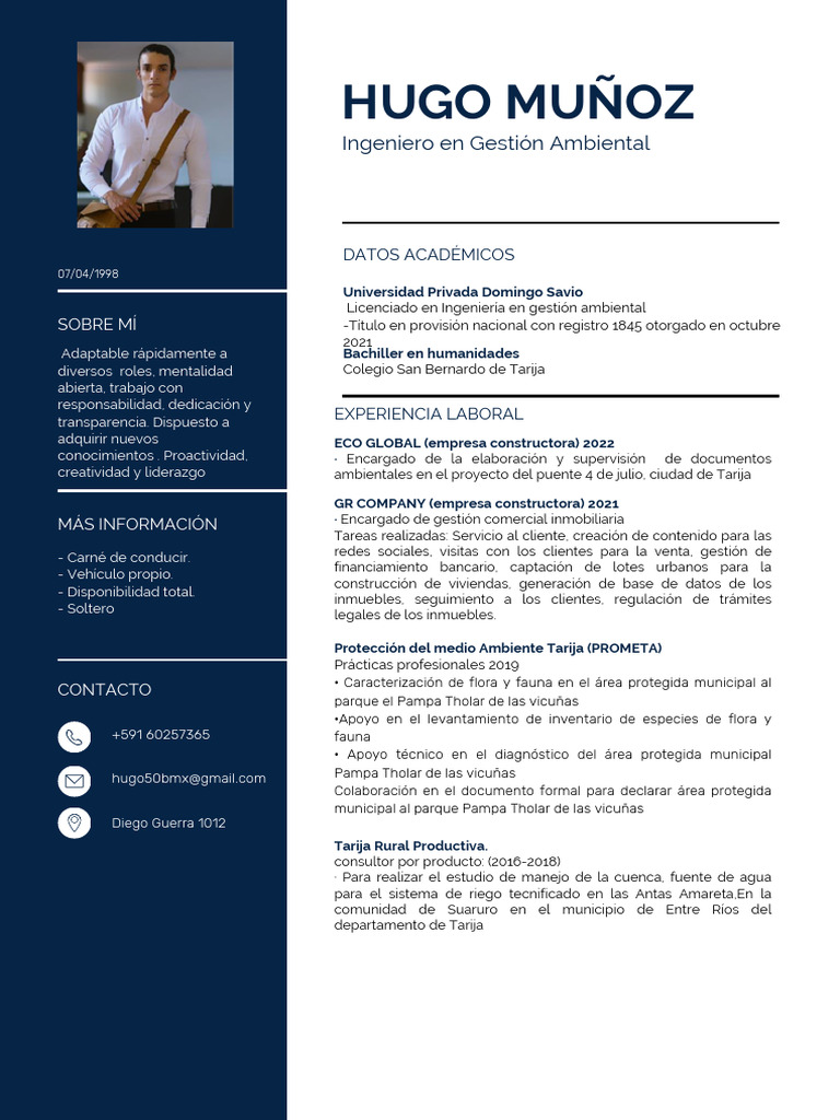 Currículum Corporativo Minimalista Azul Marino | PDF | Business