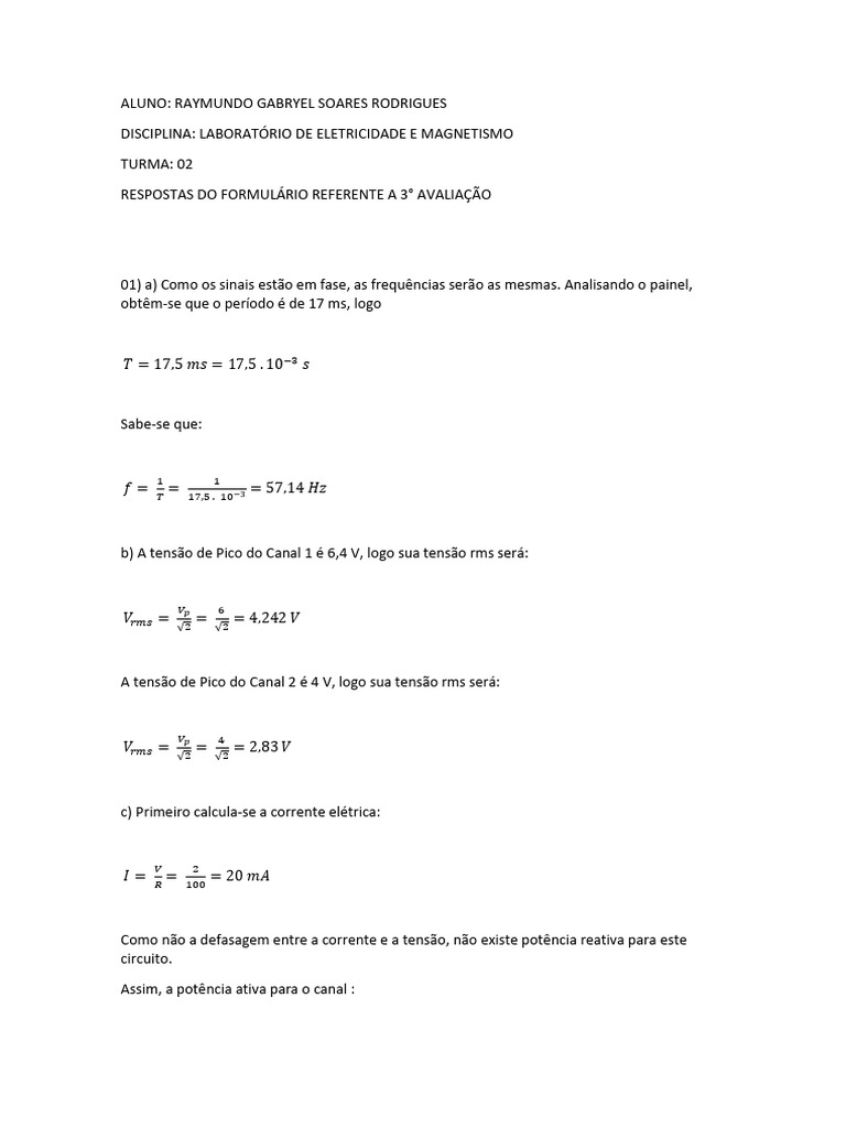 Formulário Raymundo T02 | PDF | Quantidades físicas | Ciências Físicas