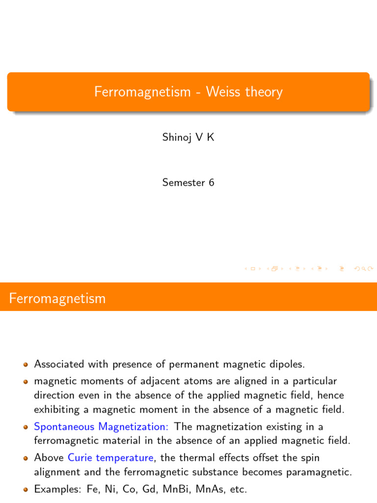 Ferromagnetism Weiss Theory Domain Model | PDF | Ferromagnetism | Magnetization