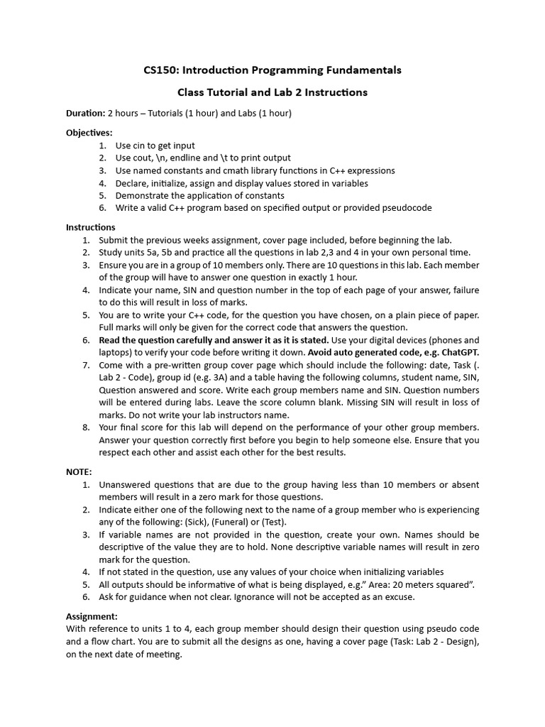 Lab 2 Instructions | PDF | C++ | Computer Engineering