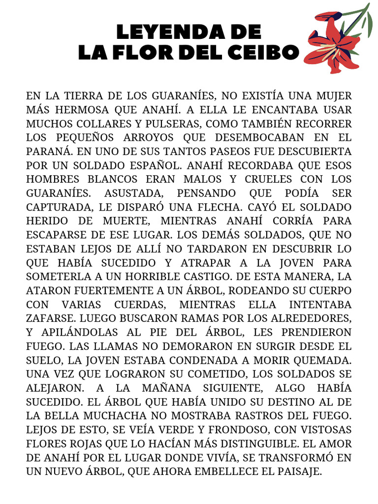 Leyenda de La Flor Del Ceibo | PDF