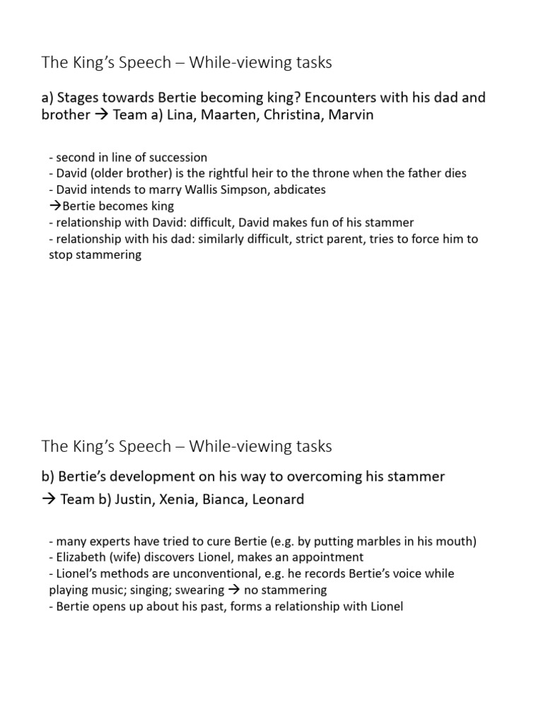The King’s Speech: Analysis and Insights | PDF
