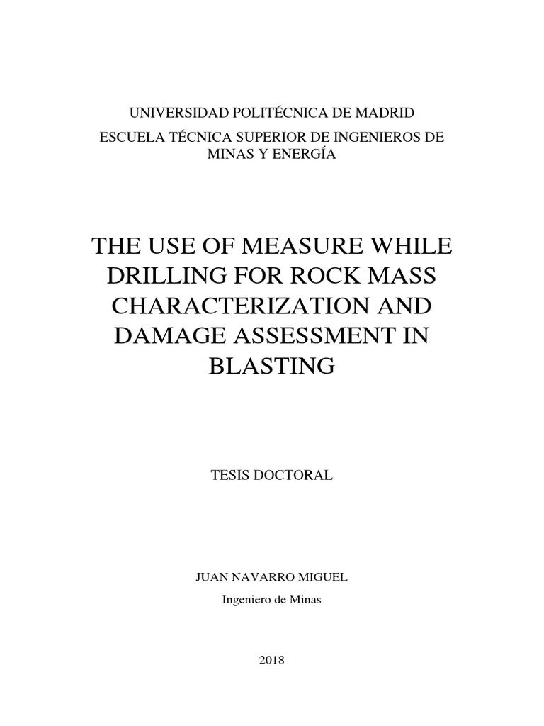 The Use of Measure While Drilling For Rock Mass Characterization and ...
