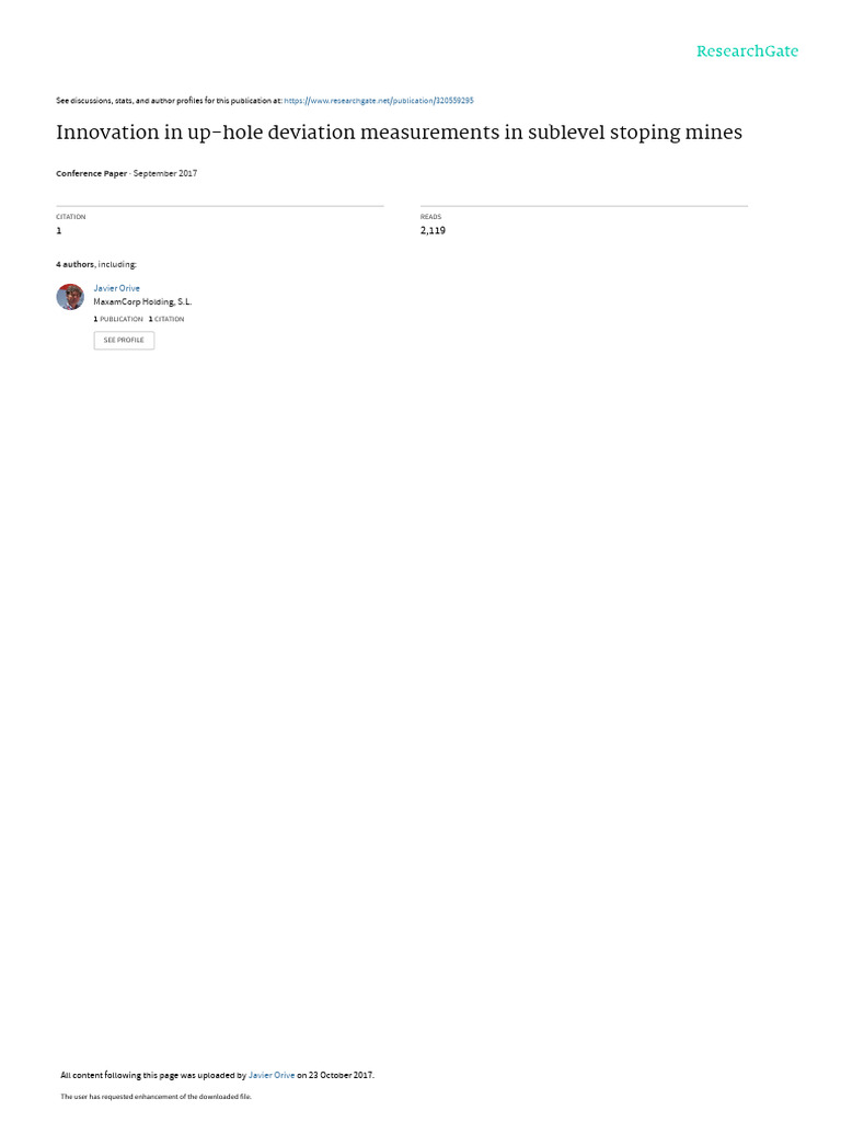 Innovation in Up-Hole Deviation Measurements in Sublevel Stoping Mines | PDF | Standard Score ...