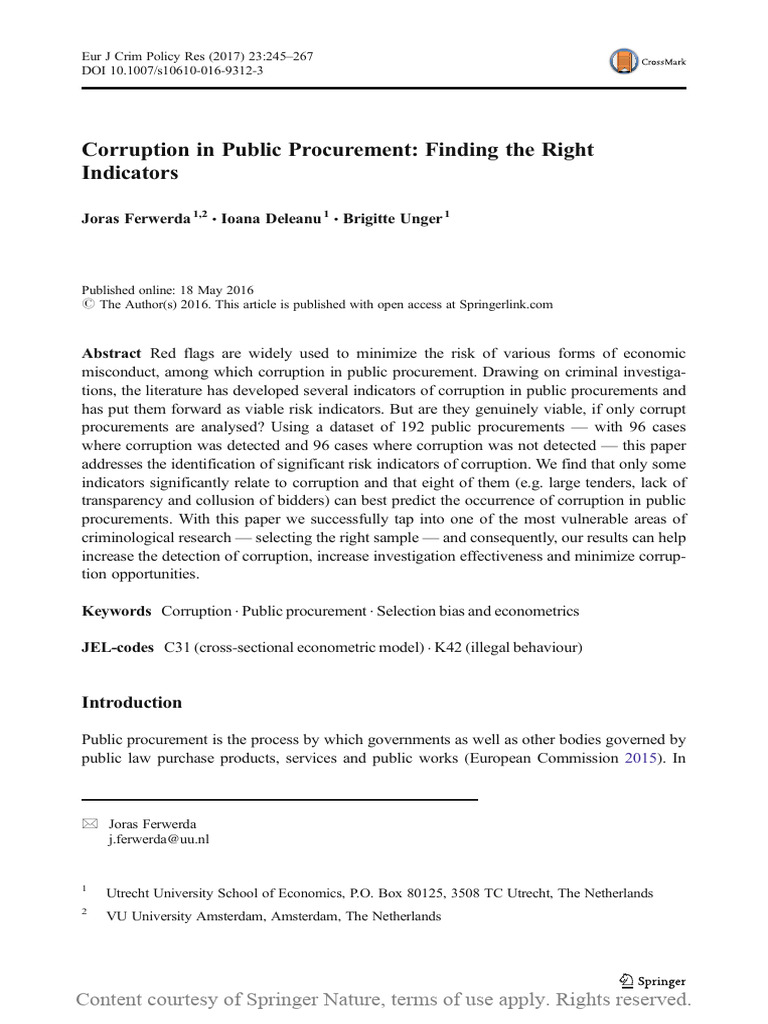 Corruption in Public Procurement Finding The Right | PDF | Corruption | Procurement