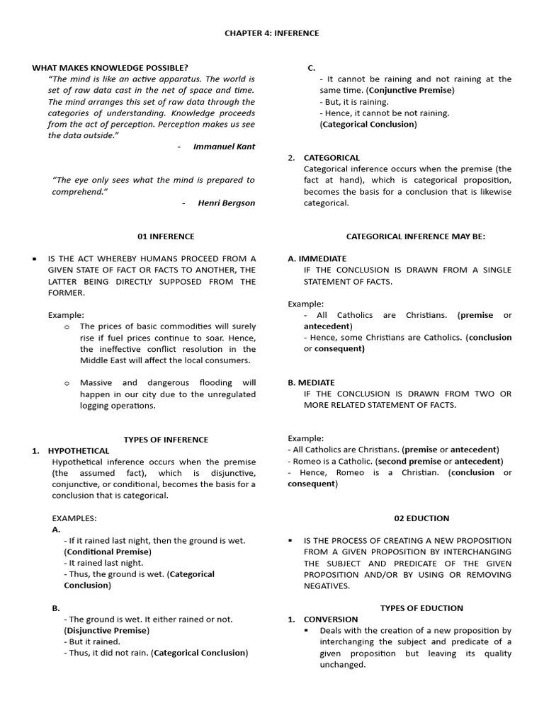 Chapter 4 Inference | PDF | Proposition | Deductive Reasoning