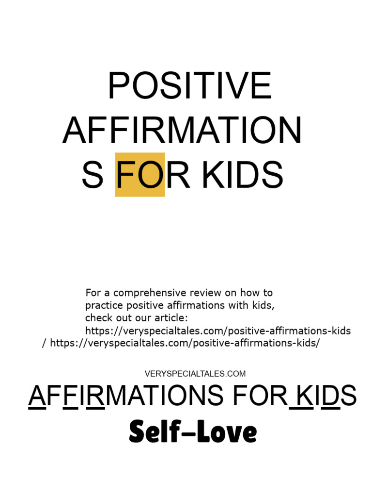 Positive Affirmations for Kids PDF | PDF | Thought | Anger