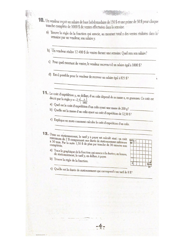 Fonction Partie Entière Sec 4 | PDF