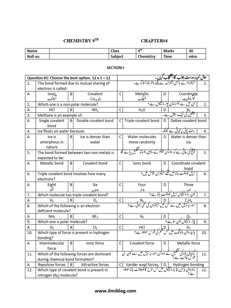 9th 4th Chap Structure of Molecules. | PDF | Chemical Bond | Covalent Bond