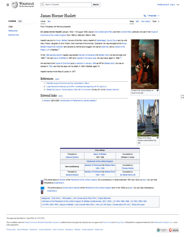 James Horner Haslett - Wikipedia | PDF | United Kingdom | Politics Of ...