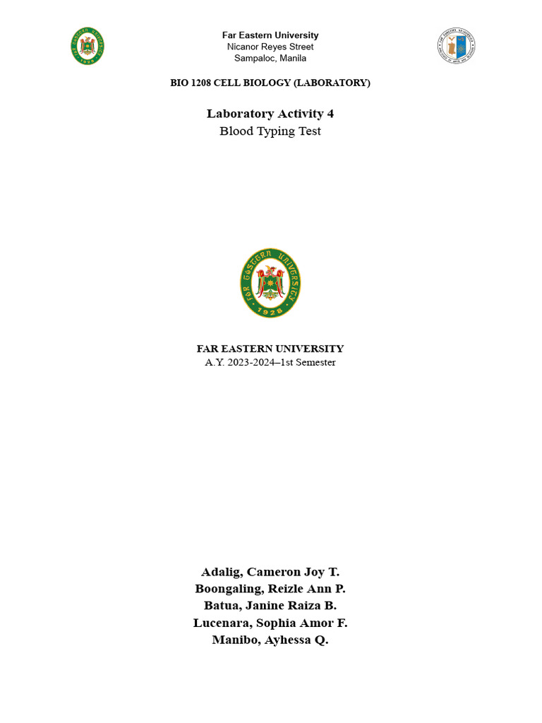 Laboratort Activity 4 | PDF | Blood Type | Clinical Pathology