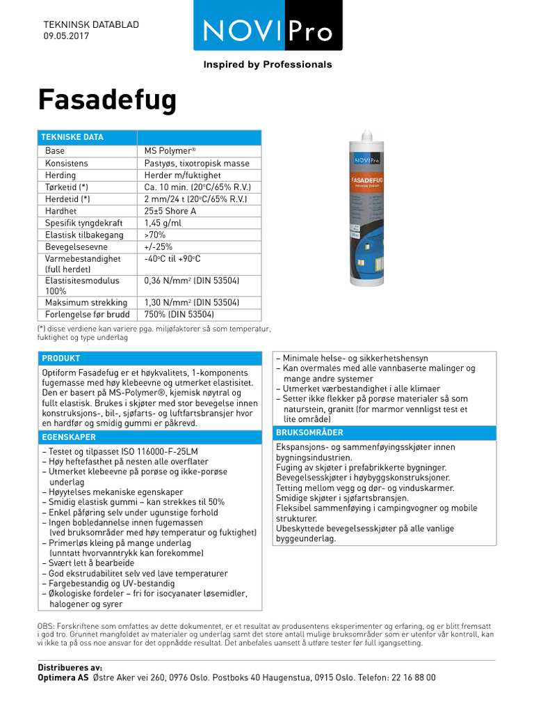 12975 Teknisk Datablad Fasadefug v1 | PDF