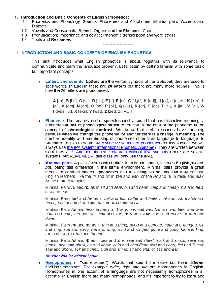 Introduction and basic concepts of English Phonetics | PDF | Phoneme ...