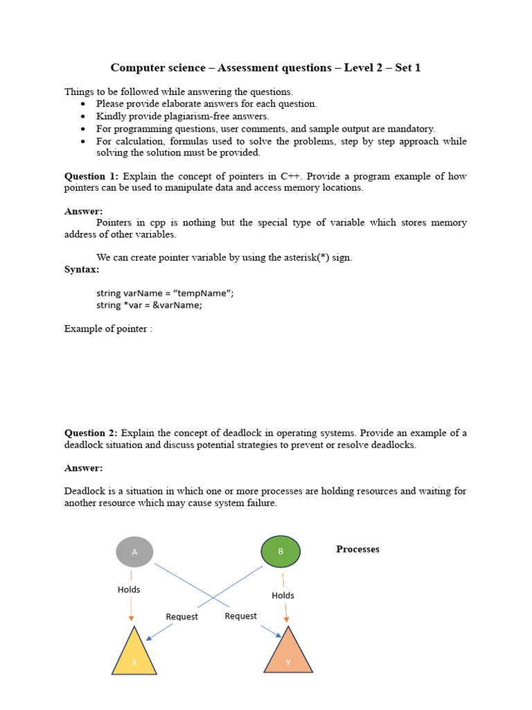Assessment_Computer Science | PDF | Pointer (Computer Programming) | Process (Computing)