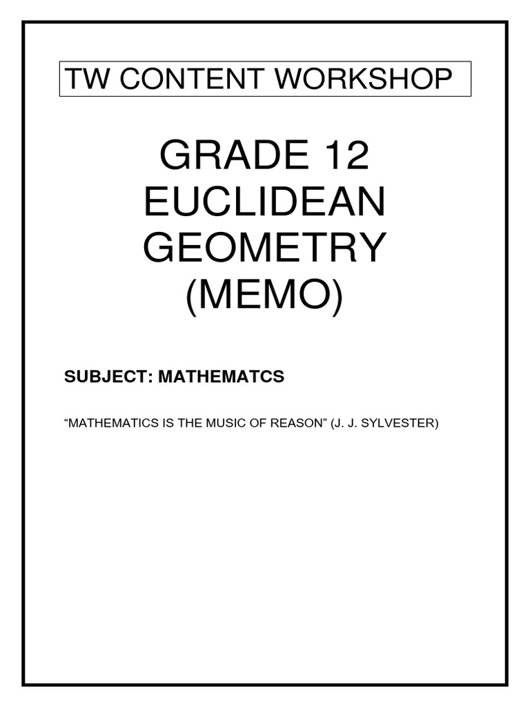 Grade 12 Euclidean Geometry Memo | PDF