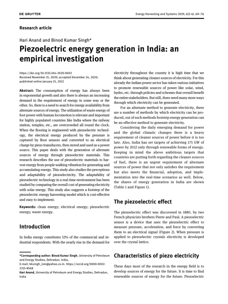 Piezoelectric tiles | PDF | Piezoelectricity | Rechargeable Battery