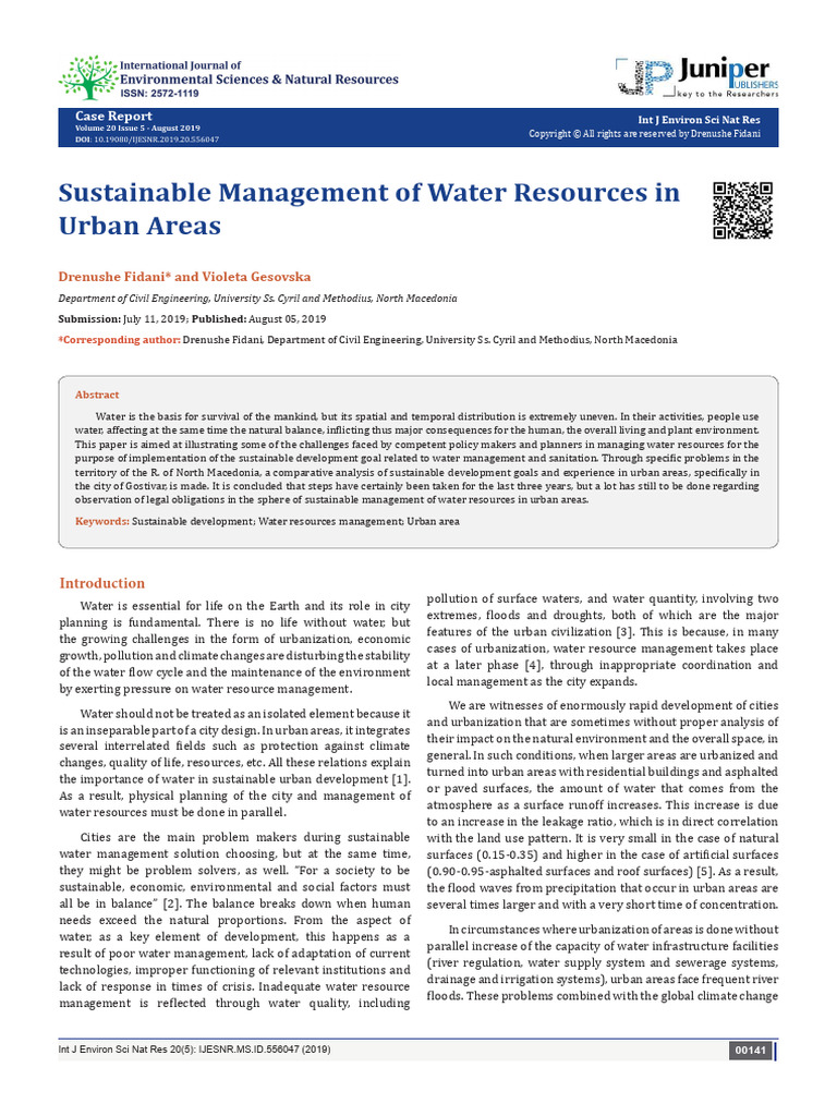 Sustainable Management of Water Resource | PDF | Drinking Water ...