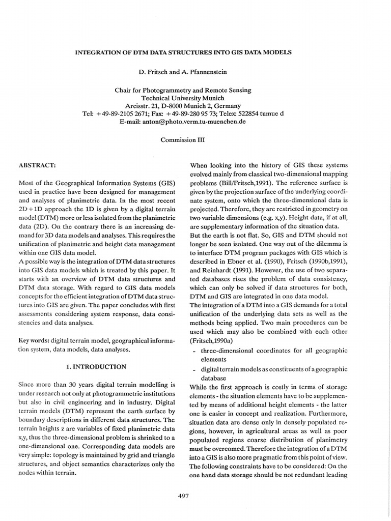 LINKING OF DTM DATA STRUCTURES INTO GIS DATA MODElS | PDF | Geographic Information System ...