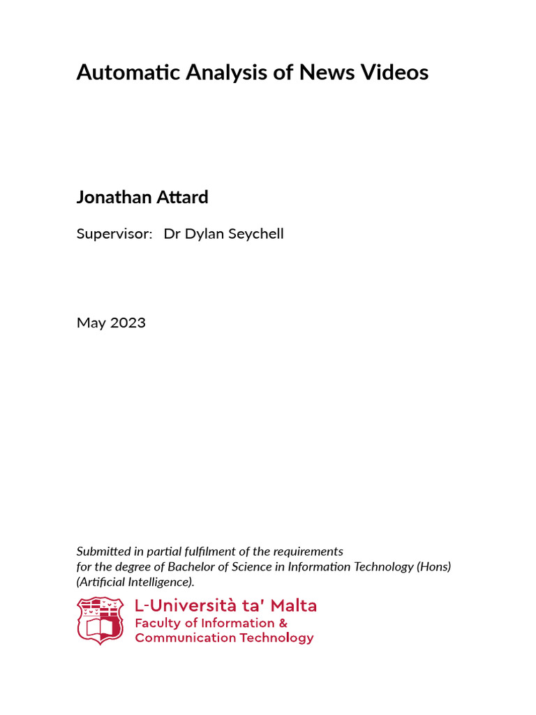 Jonathan Attard FYP2023 | PDF | Deep Learning | Artificial Neural Network