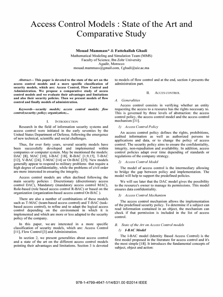 Access Control State of Art | Download Free PDF | Computer Access Control | Information Security