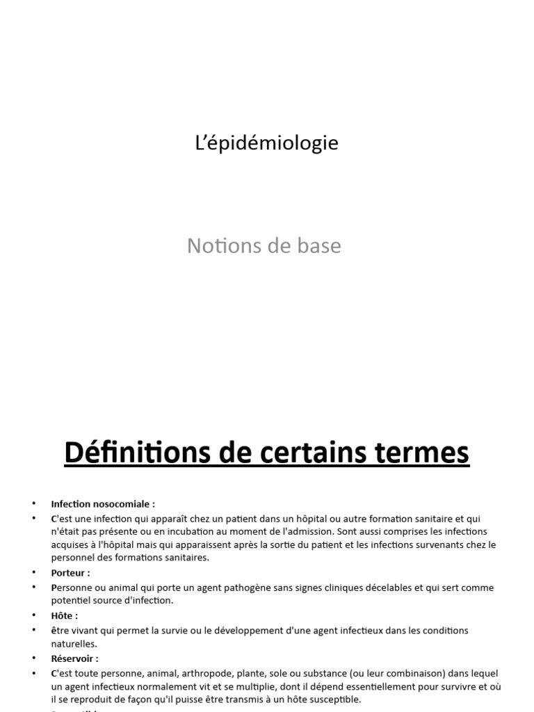 Epidemiologie Notion de Base | Télécharger gratuitement PDF | Infection ...