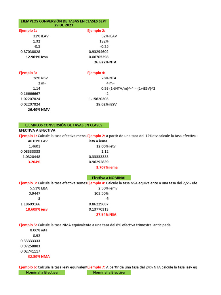 Conversión de Tasas de Interés Efectivas y Nominales | PDF