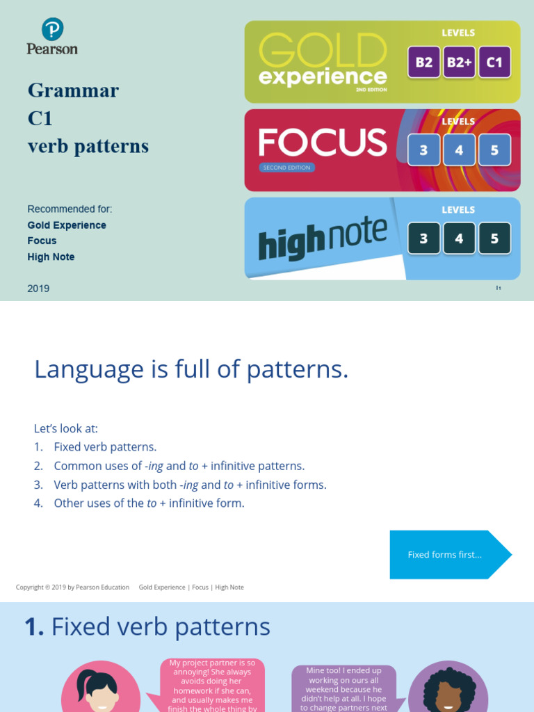Grammar C1 - 2 Verb Patterns | PDF | Verb | Object (Grammar) Grammar C1 - 2 Verb Patterns | PDF | Verb | Object (Grammar)