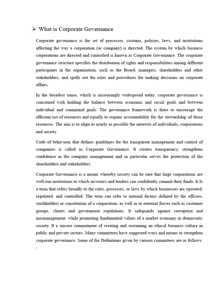 Corporate Governance | PDF | Corporate Governance | Governance