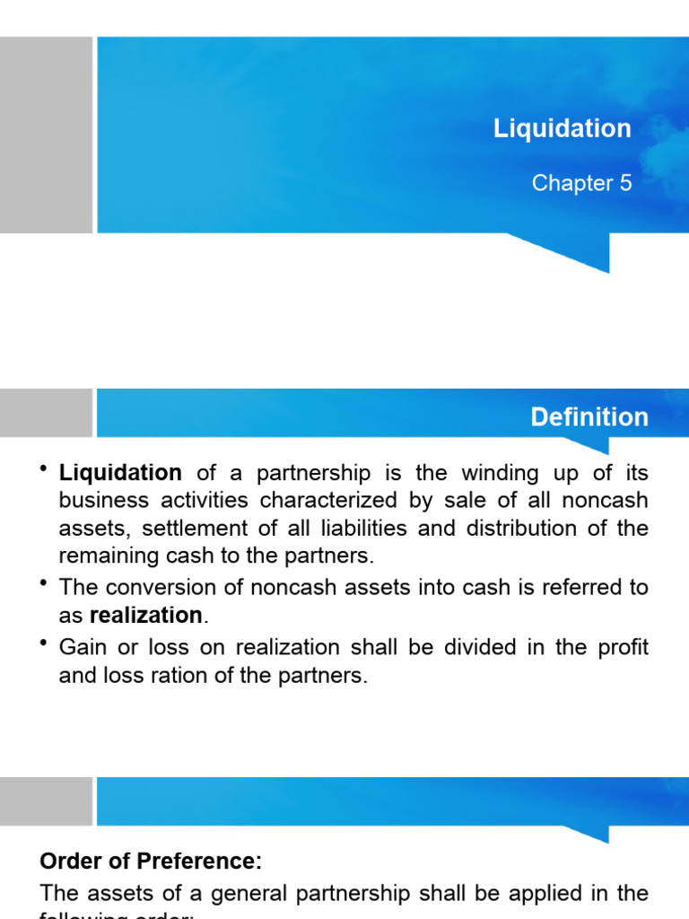 CH05 Liquidation | Download Free PDF | Balance Sheet | Equity (Finance)