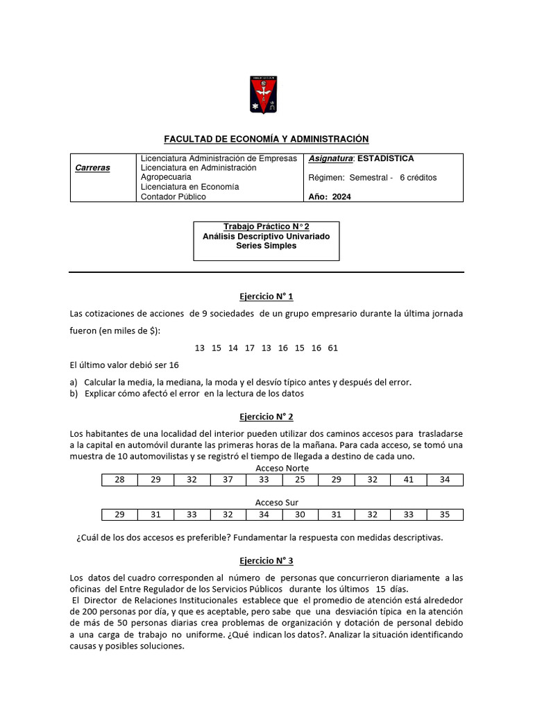 TP 2 - Estad. Econ. 2024 | PDF | Desviación Estándar