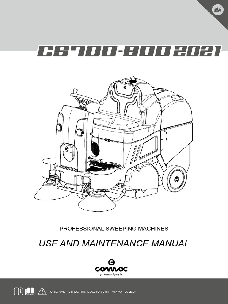 Use and Maintenance Comac Cs700 Cs800 2021 Sweeper | PDF | Manual ...