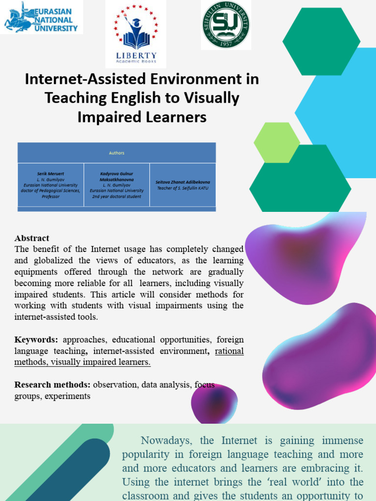 Internet Tools for Teaching Visually Impaired | PDF | Learning | Teachers