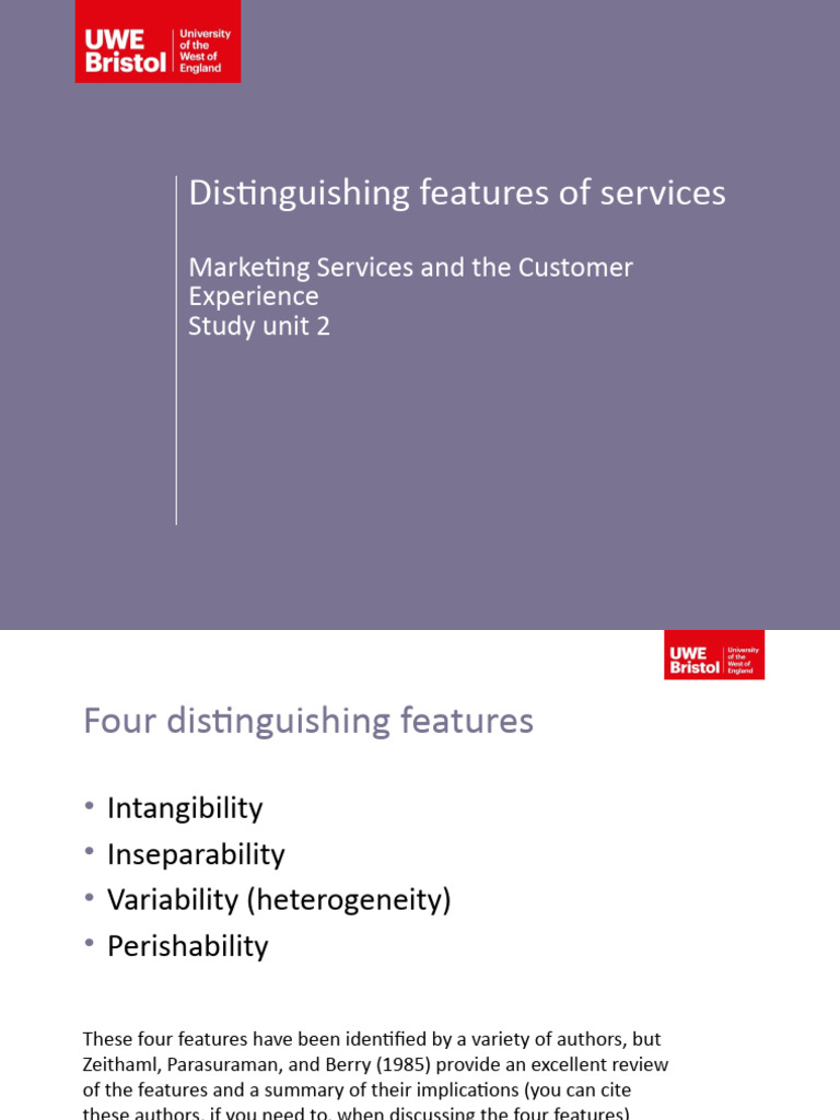 2 - Distinguishing Features of Services | PDF | Marketing | Financial ...