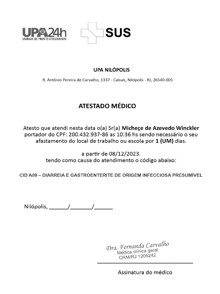 Atestado Sus-Upa RJ | PDF Atestado Sus-Upa RJ | PDF