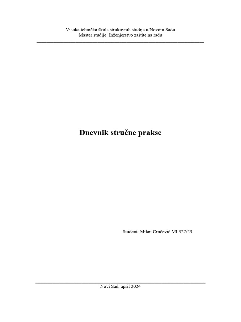 Dnevnik Stručne Prakse | PDF