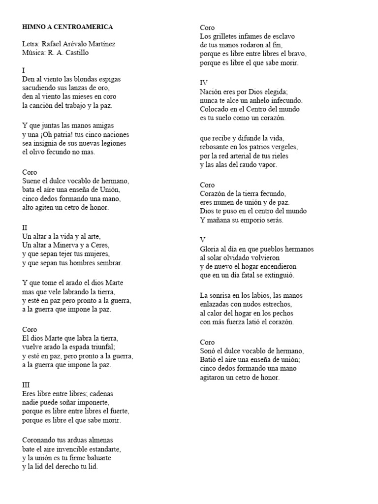 Himno A Centroamerica | PDF