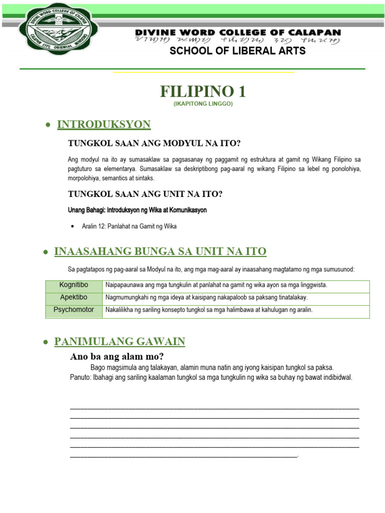 Filipino 1 Module 7 1 1 | PDF