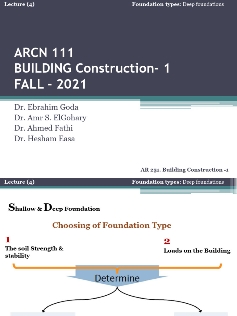 Lec 4 - Deep Foundation - Fall 2021 | PDF | Foundation (Engineering) | Deep Foundation