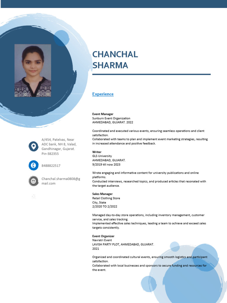 Chanchal Sharma CV | PDF | Marketing | Sales